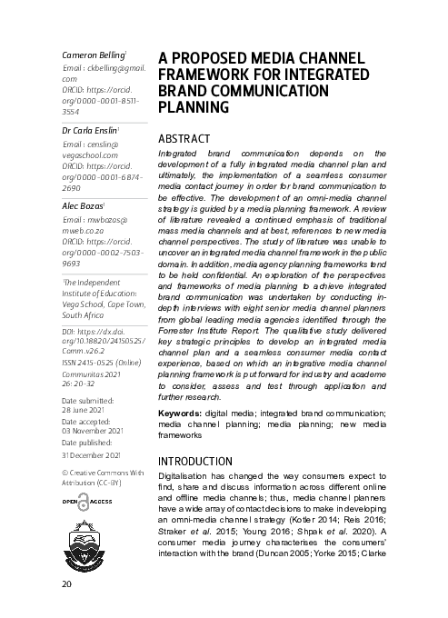 (PDF) A proposed media channel framework for integrated brand ...
