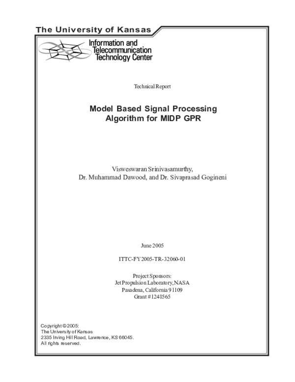 (PDF) Model based signal processing algorithm for MIDP GPR
