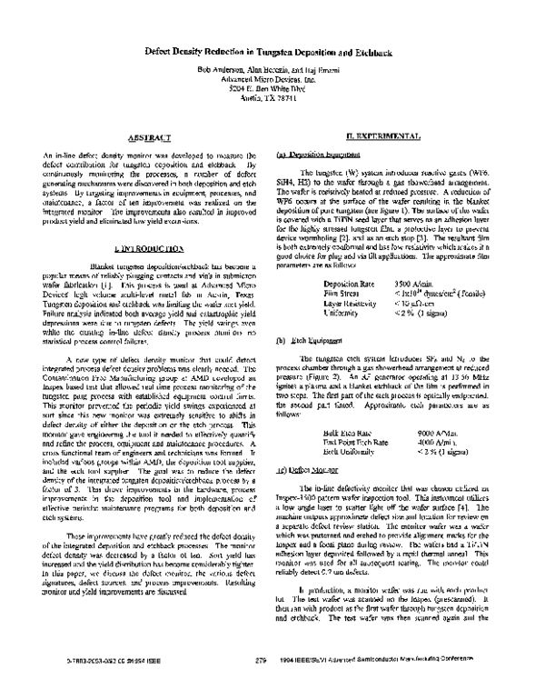 (PDF) Defect density reduction in tungsten deposition and etchback