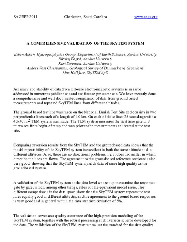 (PDF) A Comprehensive Validation of the SkyTEM System