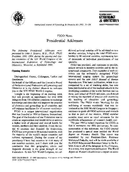 (PDF) Presidential addresses