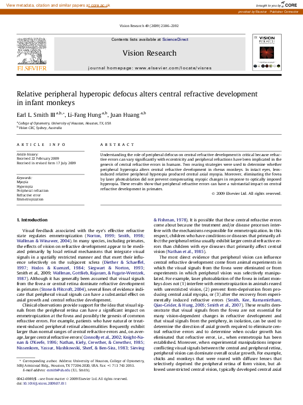 (PDF) Relative peripheral hyperopic defocus alters central refractive ...