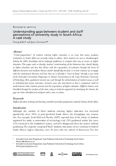 (PDF) Understanding gaps between student and staff perceptions of ...