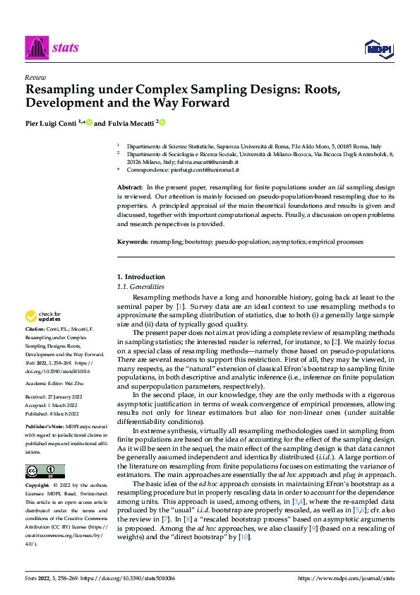 (PDF) Resampling under Complex Sampling Designs: Roots, Development and ...