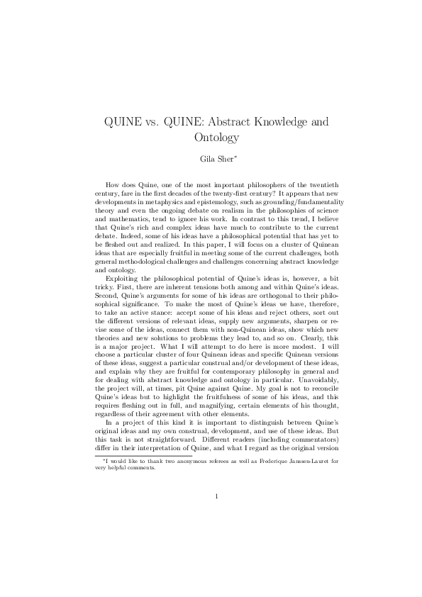 (PDF) Quine vs. Quine