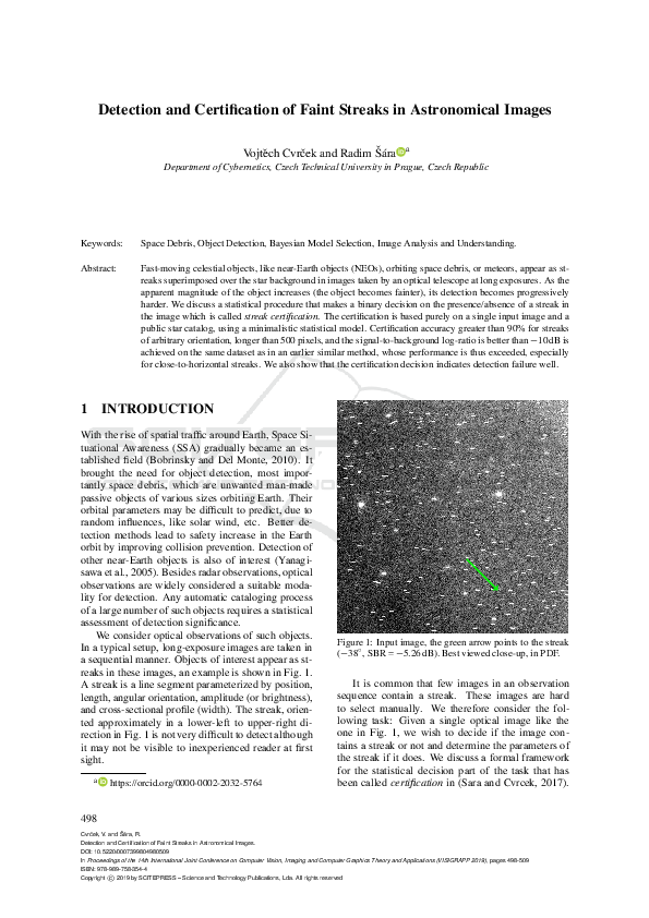(PDF) Detection and Certification of Faint Streaks in Astronomical Images