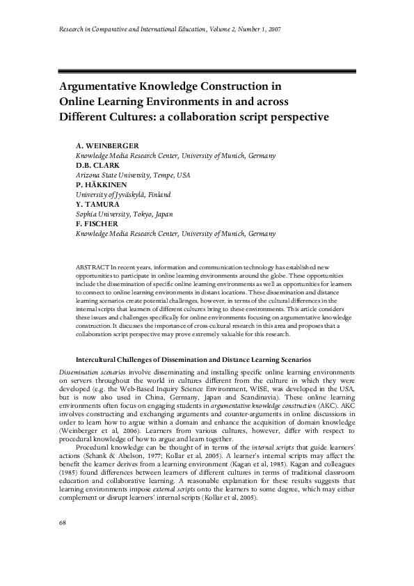 (PDF) Argumentative Knowledge Construction in Online Learning Environments in and across ...