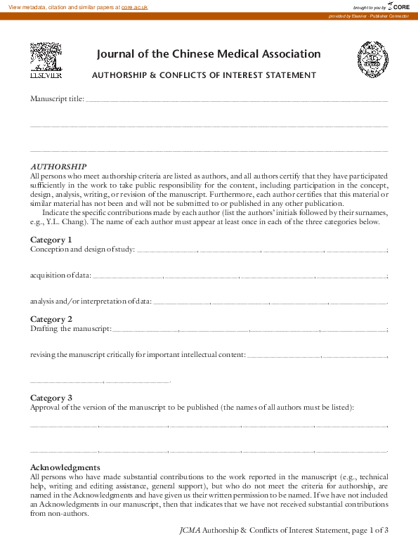 (PDF) Authorship and Conflicts of Interest Statement