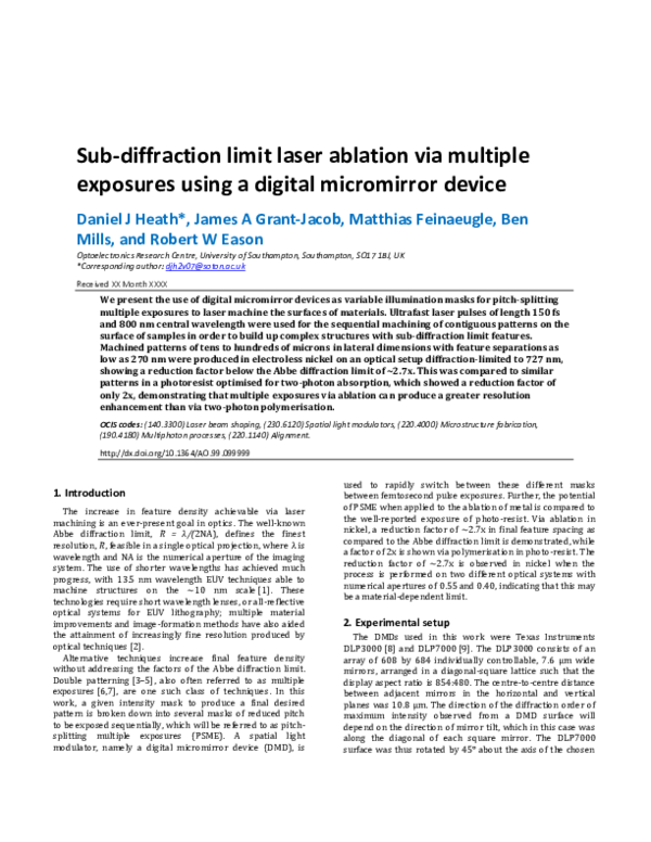 (PDF) Laser Beam Shaping using Optically Addressed Spatial Light Modulators