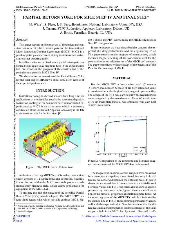 (PDF) Partial Return Yoke for MICE Step IV and Final Step