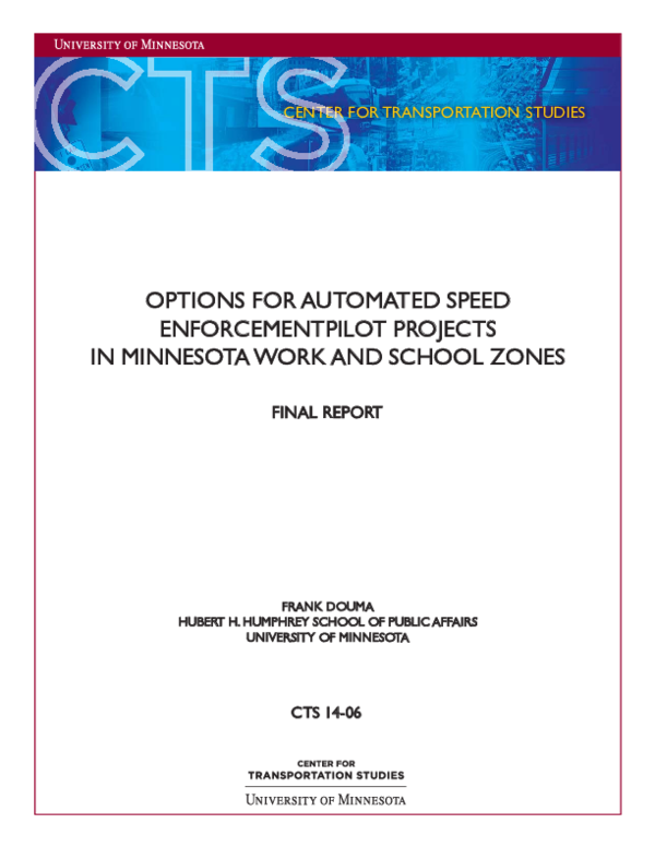 Options for Automated Speed Enforcement Pilot Projects in Minnesota ...