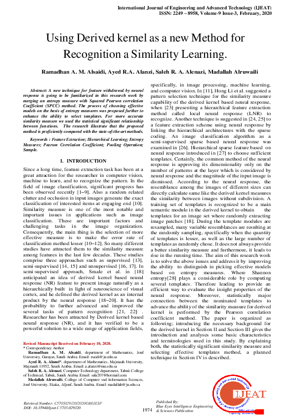 (PDF) Using Derived Kernel as a new Method for Recognition a Similarity Learning