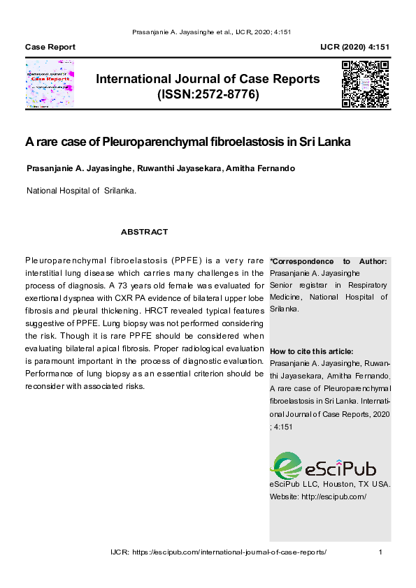 (PDF) A rare case of Pleuroparenchymal fibroelastosis in Sri Lanka ...