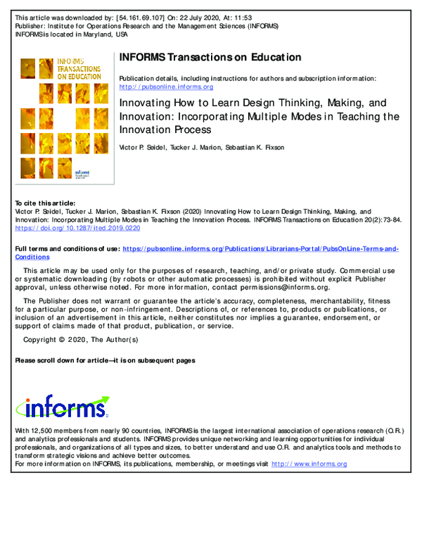 (PDF) Innovating How to Learn Design Thinking, Making, and Innovation ...