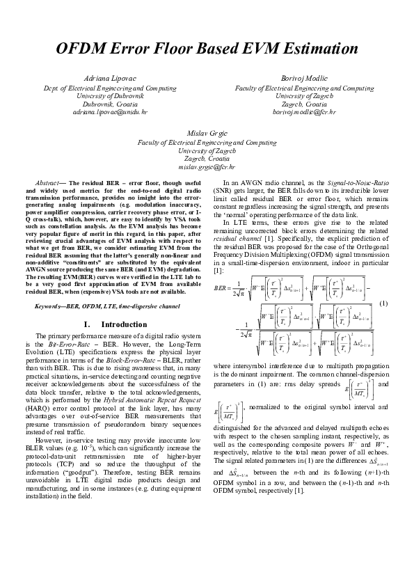 (PDF) OFDM error floor based EVM estimation