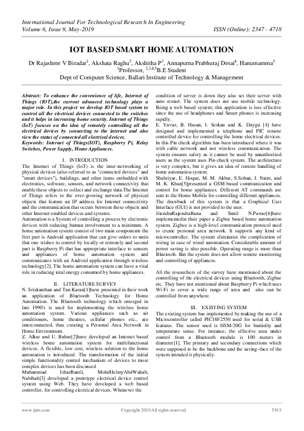 (PDF) Iot Based Smart Home Automation