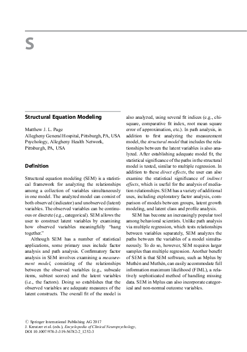 (PDF) Structural Equation Modeling