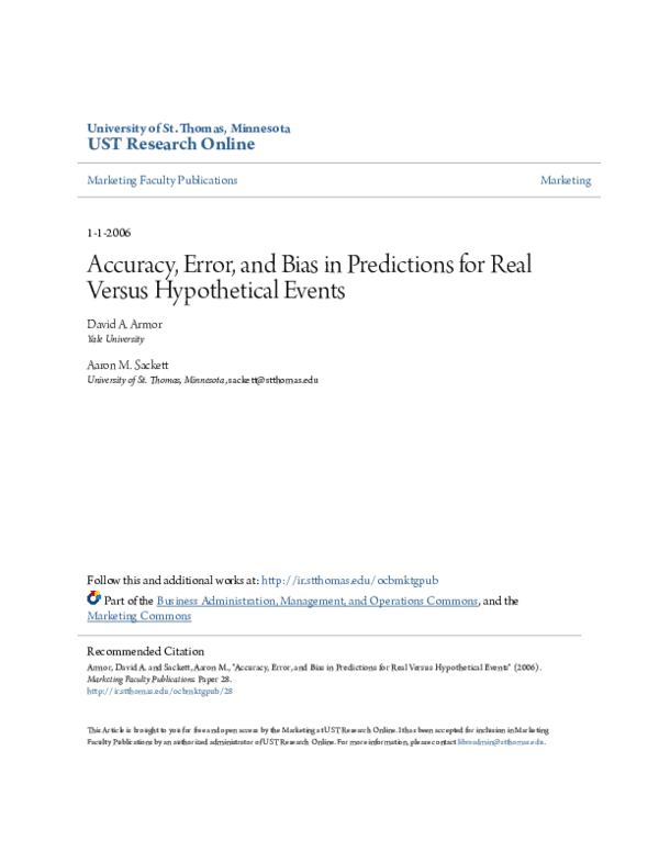 (PDF) Accuracy, error, and bias in predictions for real versus ...