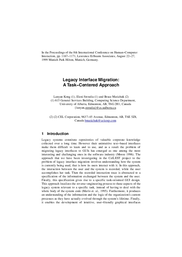 (PDF) Legacy Interface Migration: A Task-Centered Approach