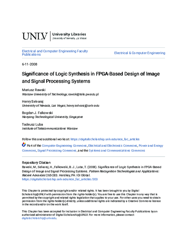 Pdf Significance Of Logic Synthesis In Fpga Based Design Of Image And Signal Processing Systems