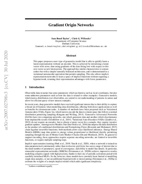 (PDF) Gradient Origin Networks