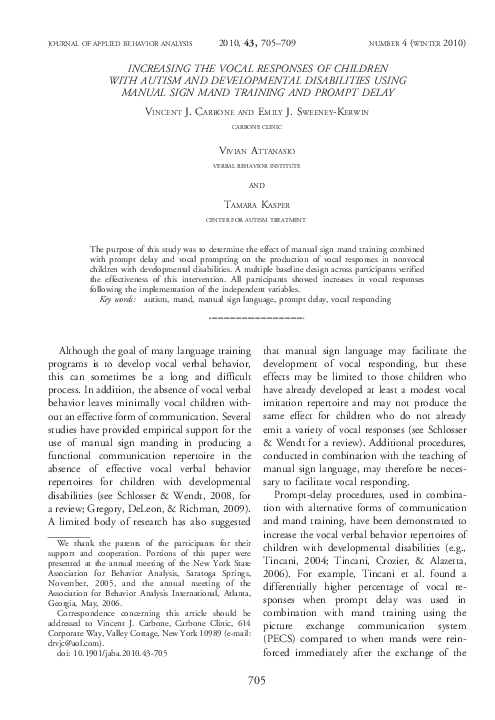 (PDF) Increasing the Vocal Responses of Children with Autism and ...