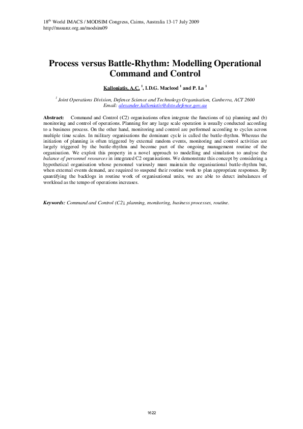 (PDF) Process versus Battle-Rhythm: Modelling Operational Command and ...