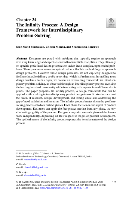 (PDF) The Infinity Process: A Design Framework for Interdisciplinary Problem-Solving