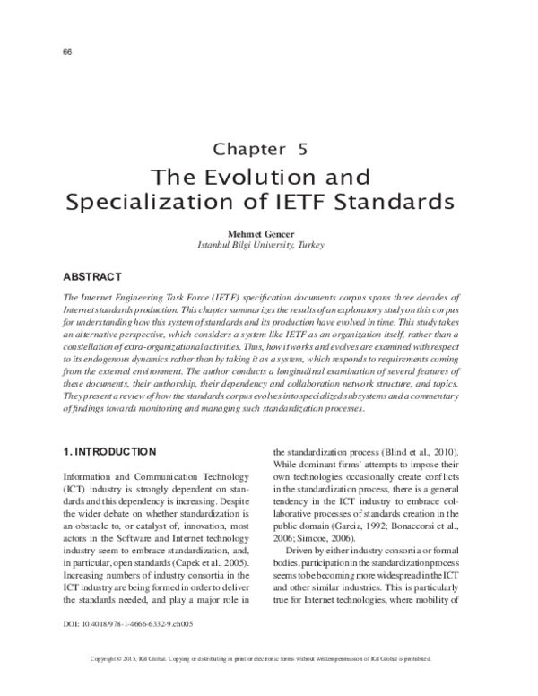 (PDF) The Evolution and Specialization of IETF Standards | Mehmet ...
