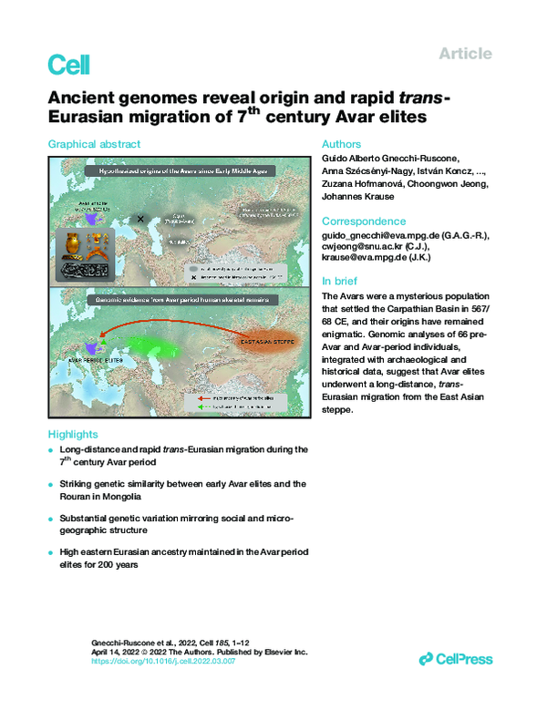 (PDF) Ancient genomes reveal origin and rapid trans-Eurasian migration ...