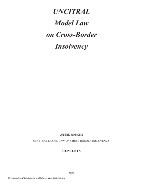 (PDF) UNCITRAL model law on cross-border insolvency