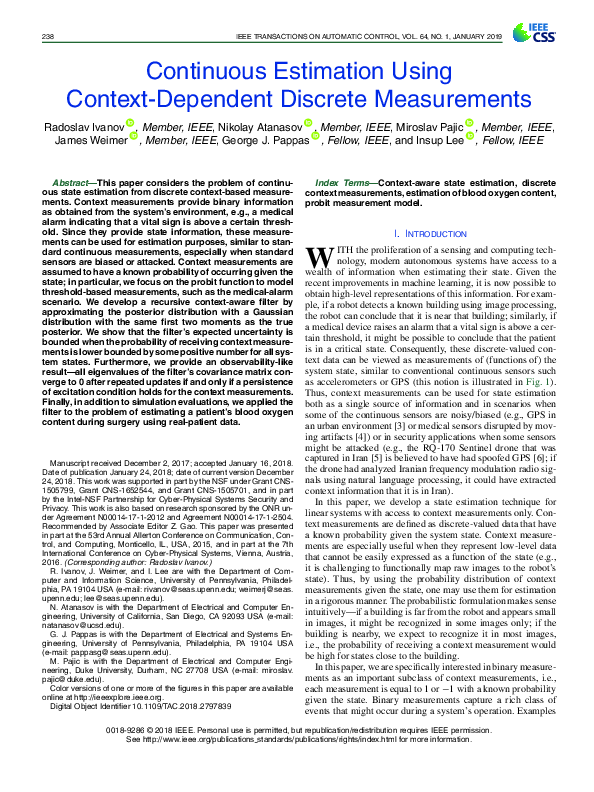 (PDF) Context-Dependent Estimation of State Variables