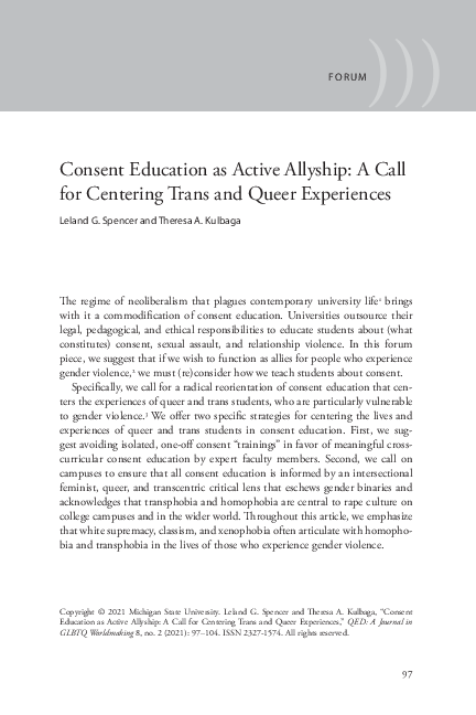 (PDF) Consent Education as Active Allyship: A Call for Centering Trans ...