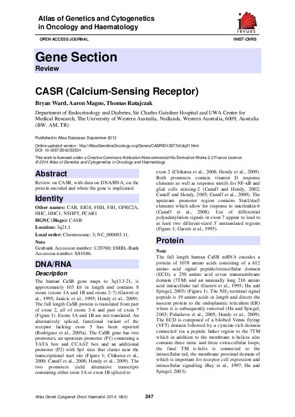 (PDF) © 2014 Atlas of Genetics and Cytogenetics in Oncology and Haematology