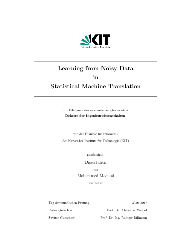 Learning from Noisy Data in Statistical Machine Translation