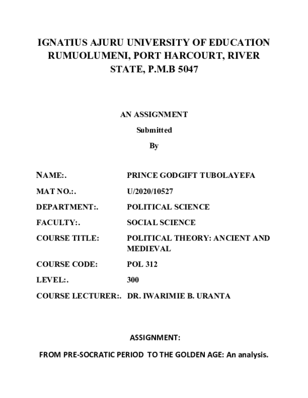 (DOC) IGNATIUS AJURU UNIVERSITY OF EDUCATION RUMUOLUMENI, PORT HARCOURT ...