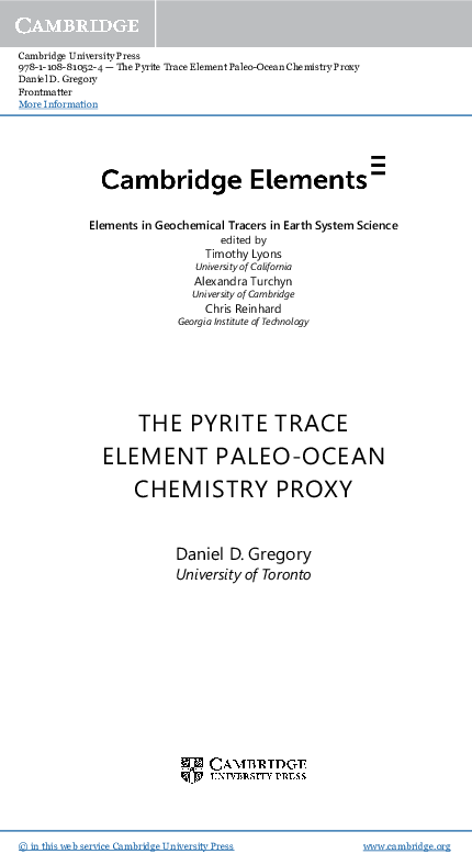 (PDF) The Pyrite Trace Element Paleo-Ocean Chemistry Proxy
