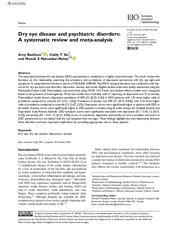 (PDF) Dry eye disease and psychiatric disorders: A systematic review ...