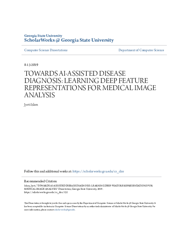 (PDF) Towards Ai-Assisted Disease Diagnosis: Learning Deep Feature ...