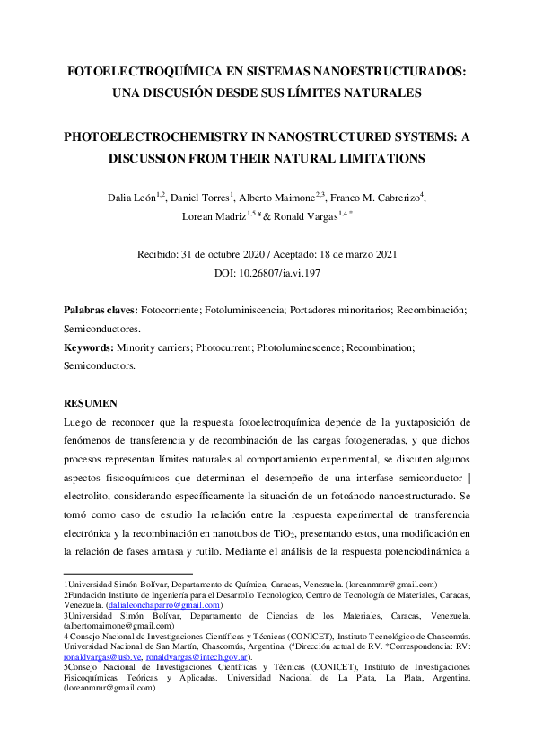 (PDF) PHOTOELECTROCHEMISTRY IN NANOSTRUCTURED SYSTEMS: A DISCUSSION ...
