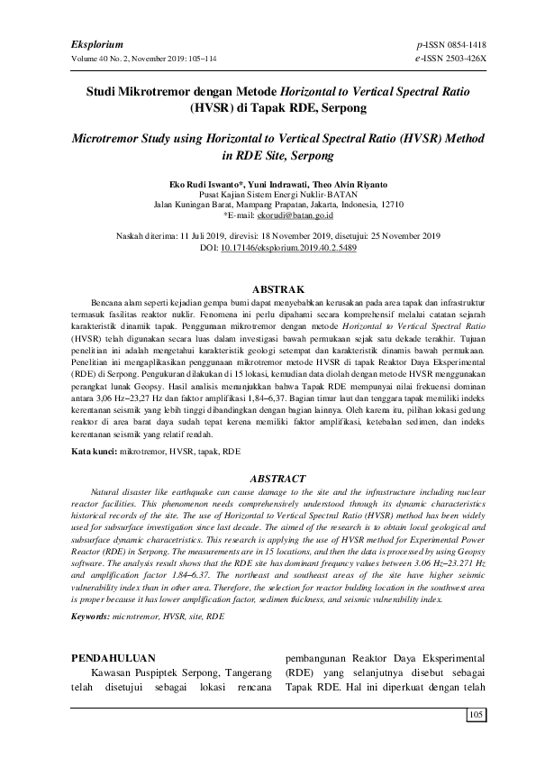 (PDF) Studi Mikrotremor dengan Metode Horizontal to Vertical Spectral ...