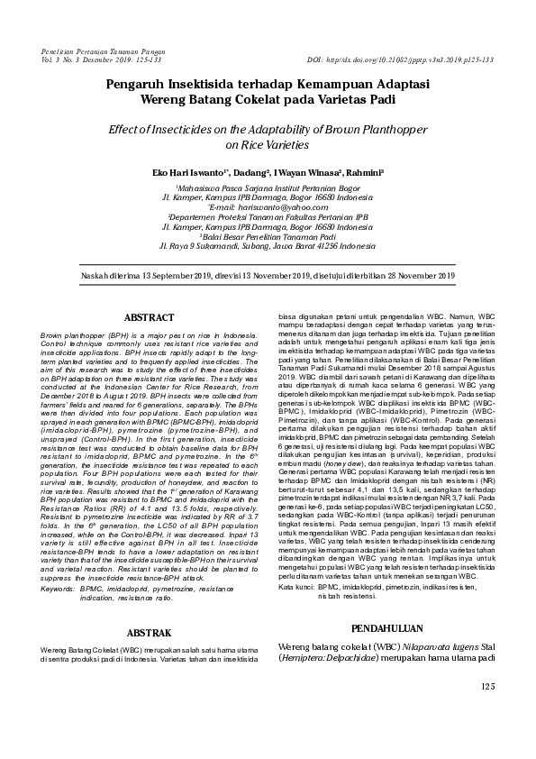 (PDF) PENGARUH INSEKTISIDA TERHADAP KEMAMPUAN ADAPTASI WERENG BATANG ...