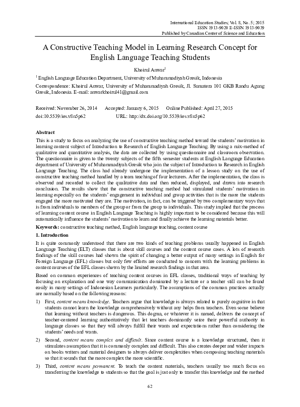 (PDF) A Constructive Teaching Model in Learning Research Concept for ...