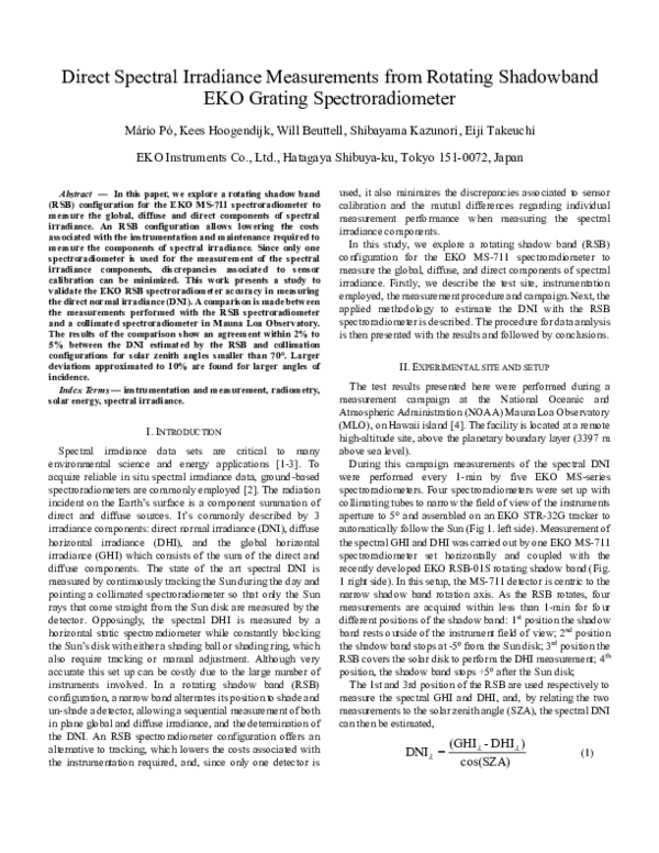 (PDF) Direct Spectral Irradiance Measurements from Rotating Shadowband ...