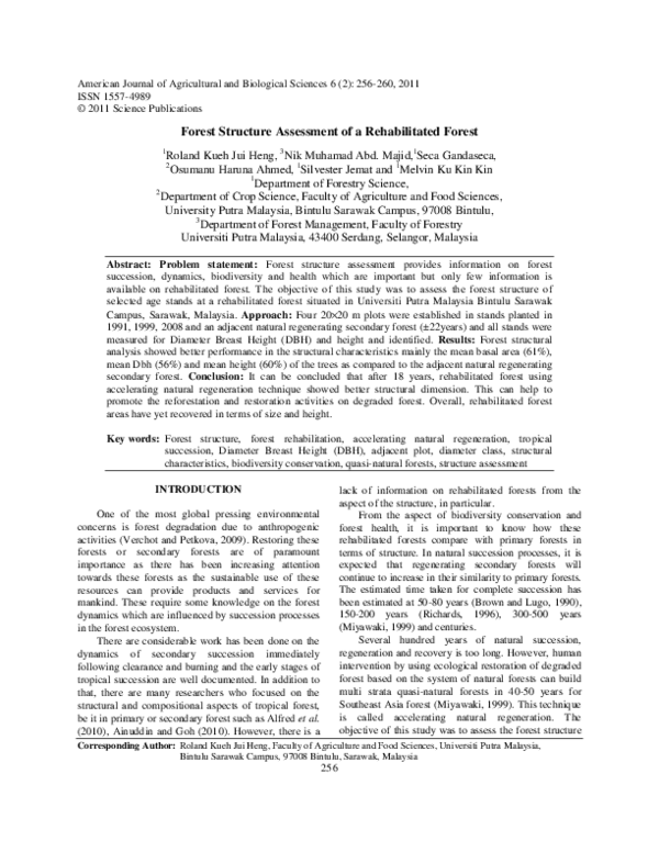 Pdf Forest Structure Assessment Of A Rehabilitated Forest