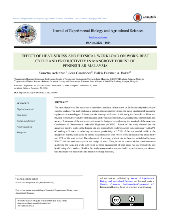 (PDF) Effect of Heat-Stress and Physical Workload on Work-Rest Cycle ...