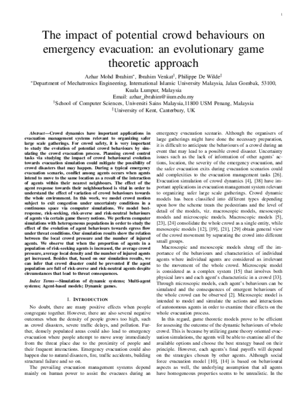 (PDF) The Impact of Potential Crowd Behaviours on Emergency Evacuation ...
