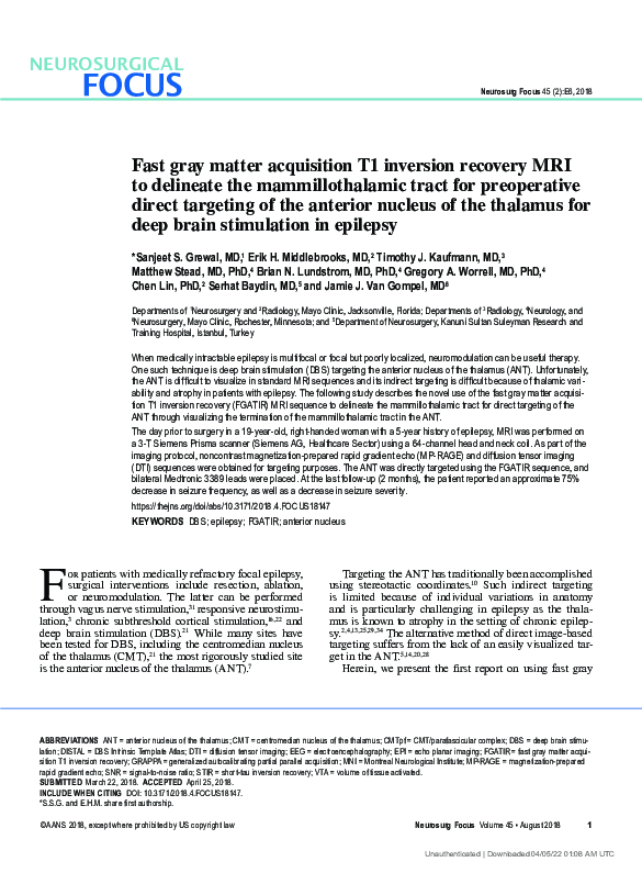 (PDF) Fast gray matter acquisition T1 inversion recovery MRI to ...