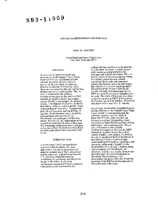 (PDF) Advanced mechanisms for robotics