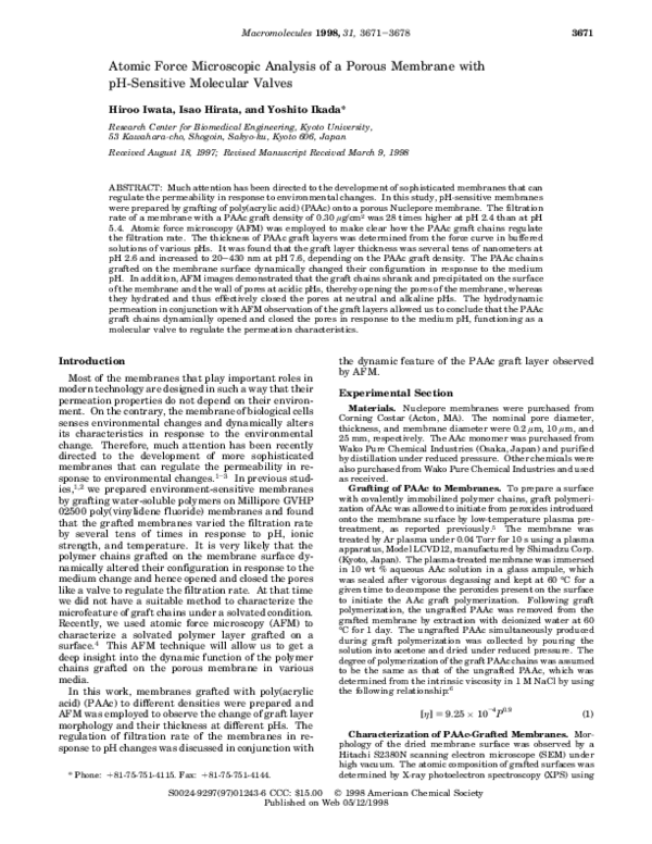 (PDF) Atomic Force Microscopic Analysis of a Porous Membrane with pH ...